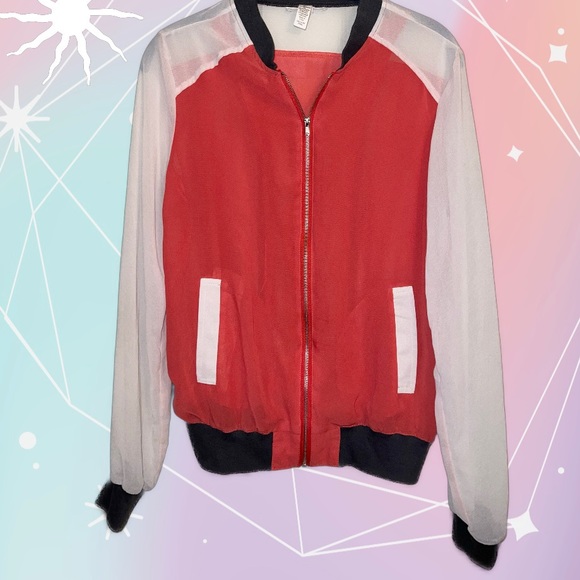 Jackets & Coats | 42 Orange White Bomber Jacket | Poshmark